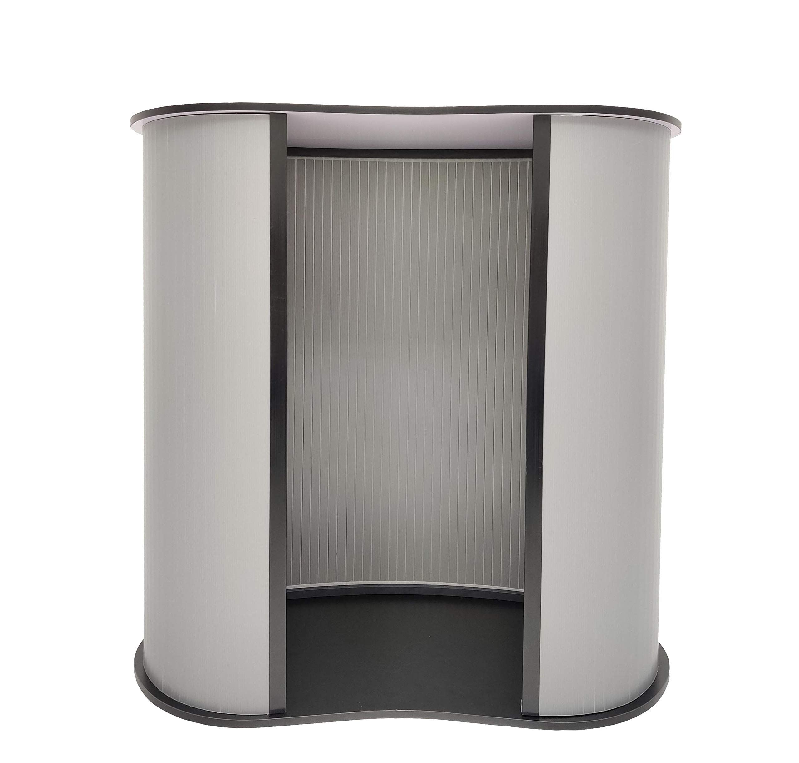 36.4" Tall X 35.6" Wide X 17" Deep Portable Lightweight Tradeshow Podium Lectern Pulpit Economy Event Party Wedding White Or Black Easy to Carry Speaker Organizer Table Countertop 15111-NPF