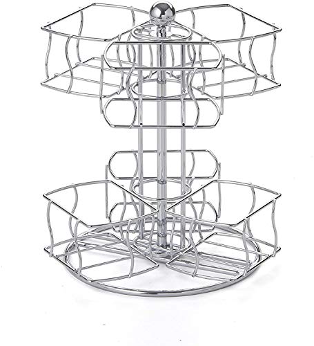 Nifty Tea Bag Spinning Carousel – 6 Compartments, Up to 60 Tea Bags Storage, Spins 360-Degrees, Lazy Susan Platform, Modern Chrome Design, Home or Office Kitchen Counter Organizer