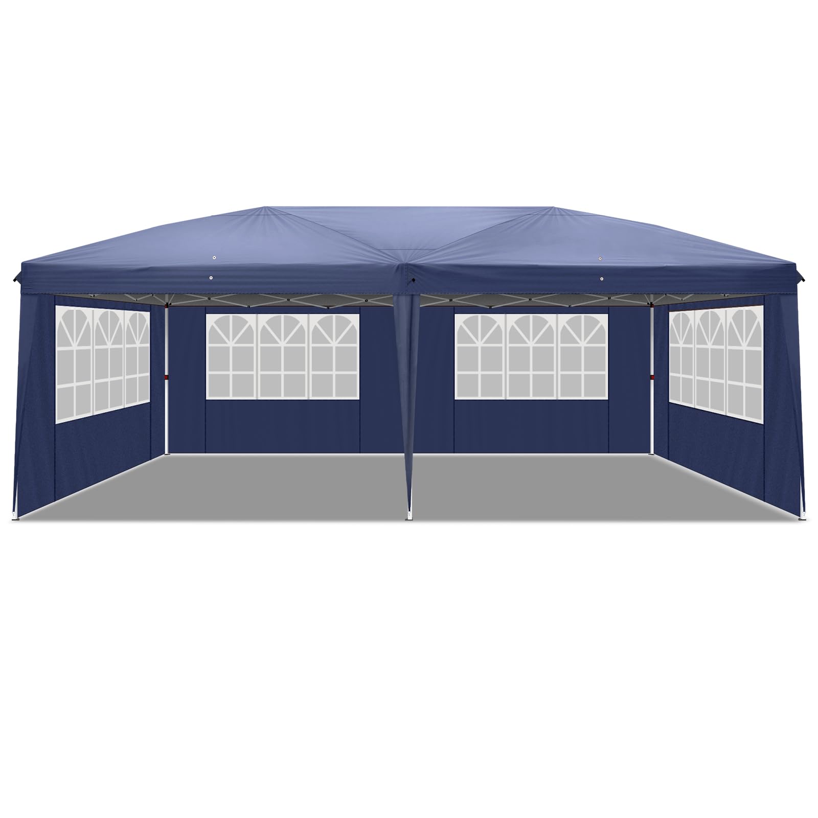 10x20 Ft Easy Pop up Canopy, Waterproof Party Tent, Adjustable Height Outdoor Gazebo w/ 6 Removable Sidewalls & 4 Windows for Patio Backyard Porch Garden Beach, Carry Bag Included (Blue)