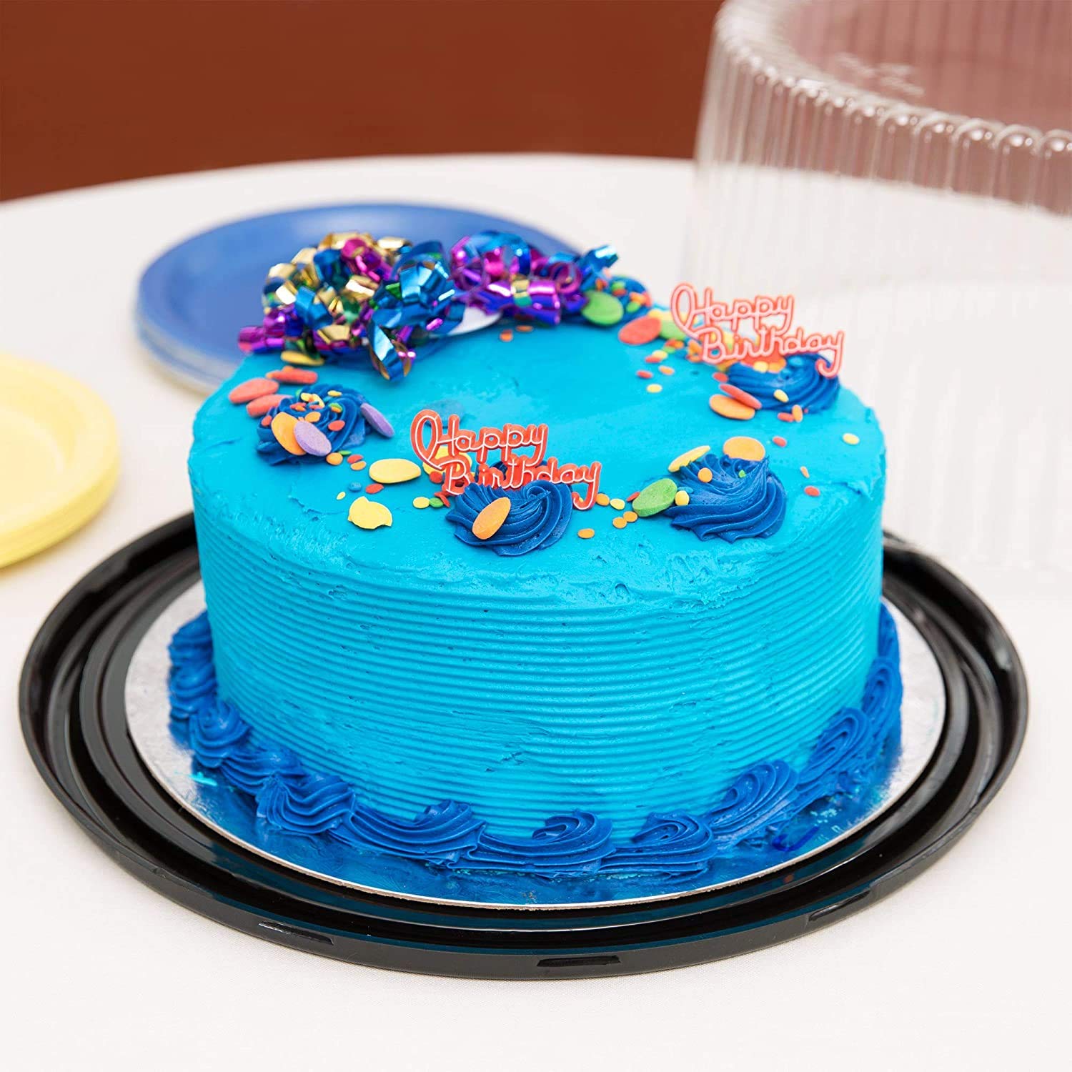 11-12" Cake Containers Carriers Plastic Disposable Carriers with Dome Lids and Cake Boards - 5 Round Cake Carriers for Transport | Clear Bundt Cake Boxes Cover(Large)