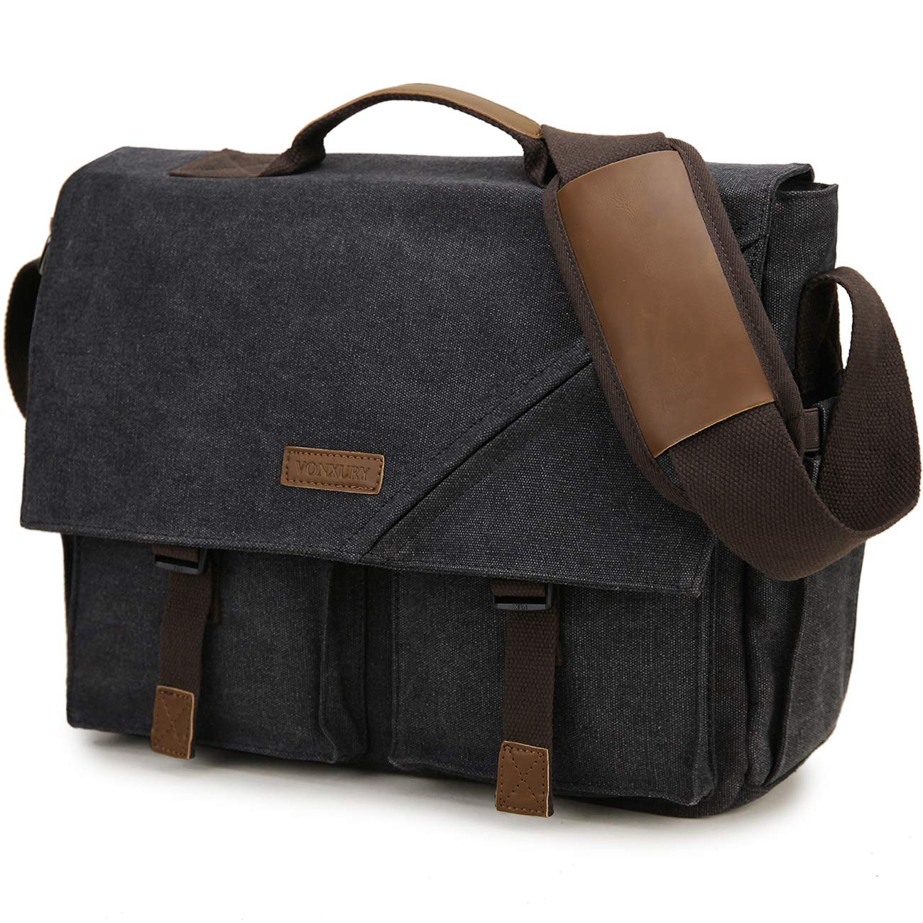 Messenger Bag for Men,VONXURY Water Resistant Vintage Canvas Satchel 14 Inch Laptop Briefcase Shoulder Bookbag for Business Work