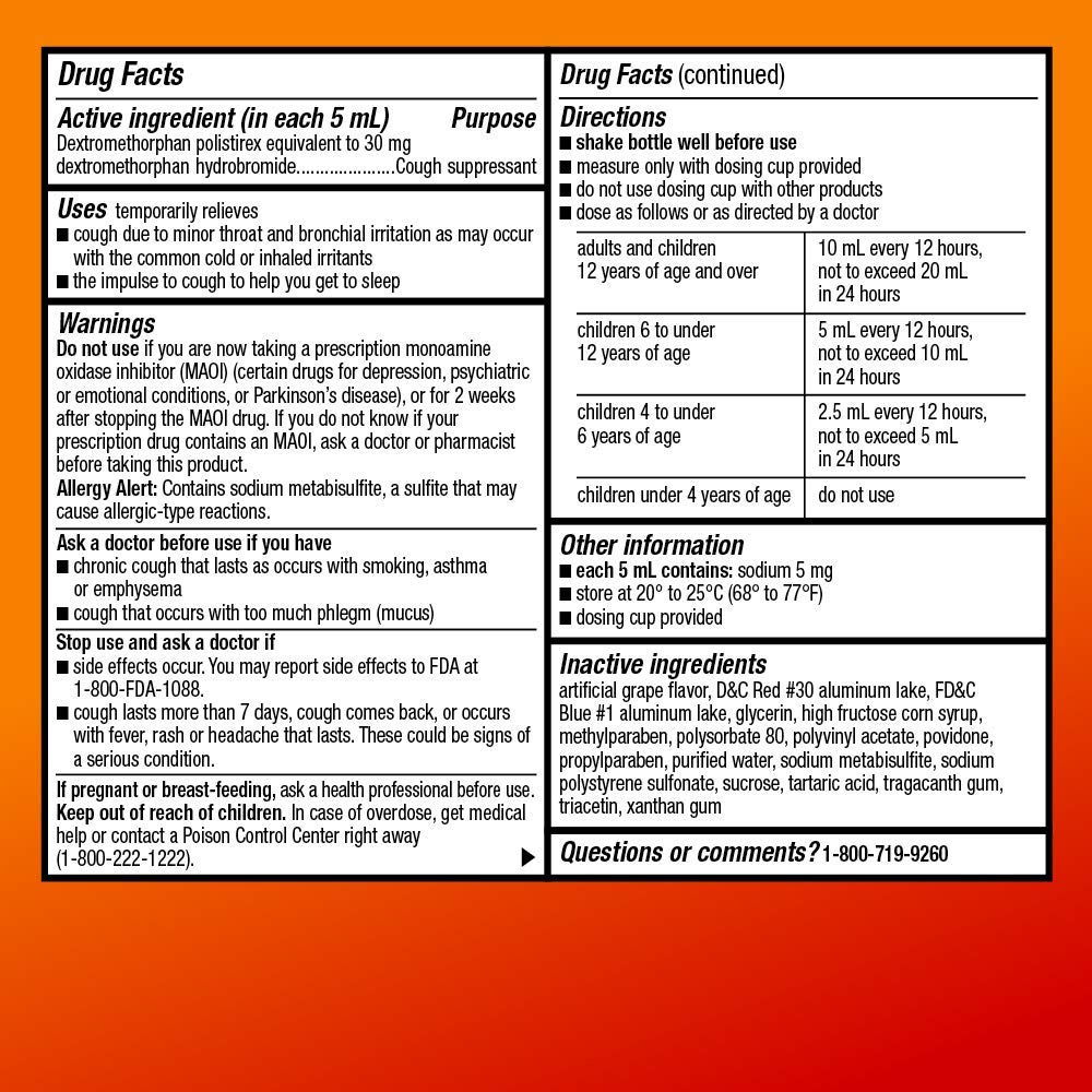 Amazon Basic Care 12 Hour Cough DM Syrup, Extended-Release Dextromethorphan, Grape Flavor Liquid Medicine, 5 fl oz (Pack of 1)