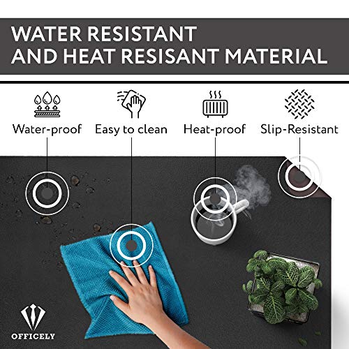 Large Leather Desk Mats for Keyboard and Mouse Pad, Anti-Skid Backing with Heat Resistant and Waterproof Surface, Responsive Desktop for Gaming, Writing, or Home Office Work (Black, 17X36)