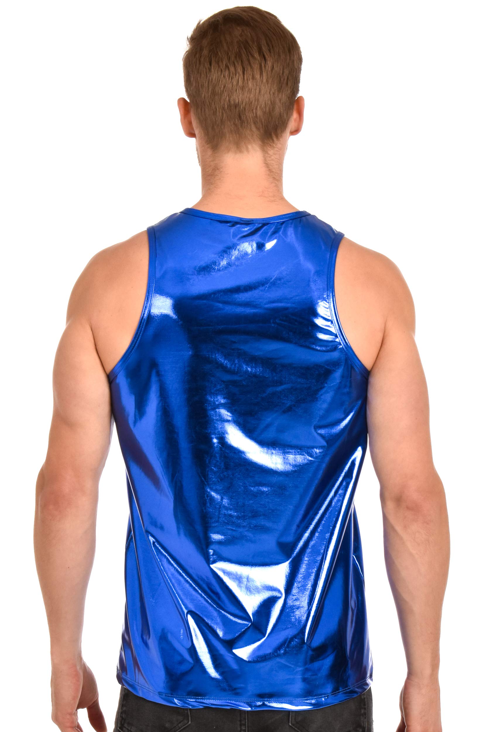 Gary Majdell Sport Men's Liquid Metallic Muscle/Tank Top Shirt (Liquid Blue, Medium)