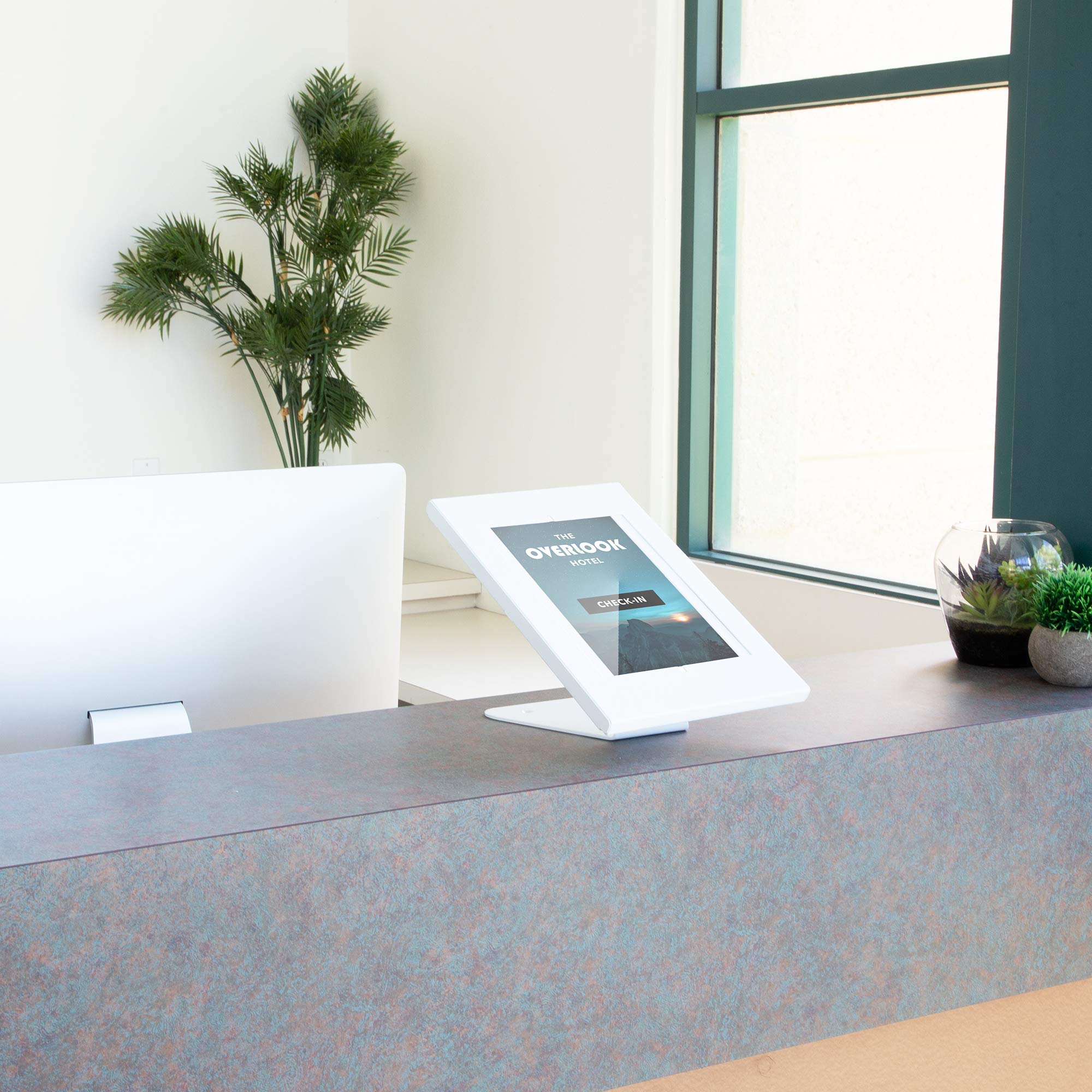 Mount-It! Anti-Theft Tablet Kiosk | Locking Tablet Enclosure with Counter Top and Wall Mount Base | Compatible with iPad 9.7, 10.2, 10.5 & Galaxy Tab A 10.1(2019) | MI-3775W