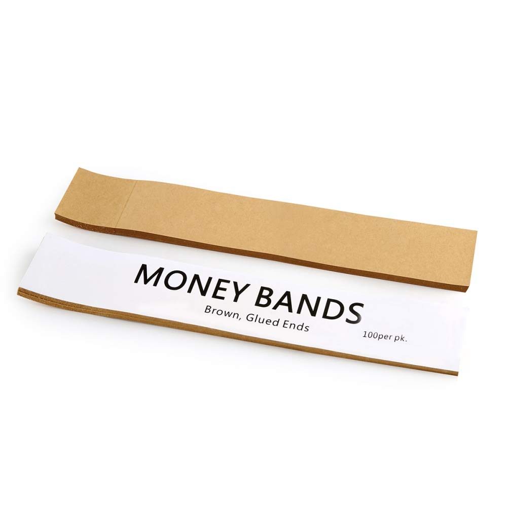 L LIKED Blank Natural Kraft Brown Currency Straps Bill Wrappers (300 PCS)
