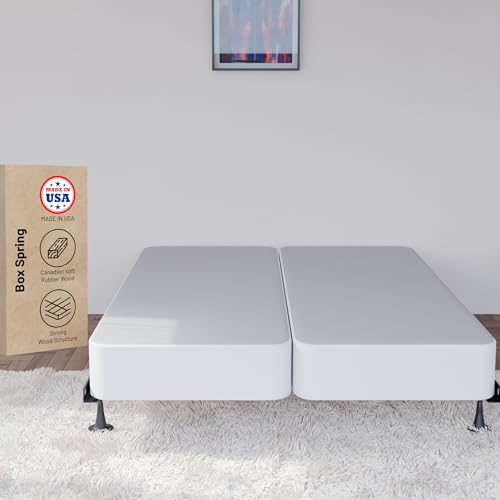 Greaton Box Spring Wood Traditional Boxspring/Foundation for Mattress, King, Off White