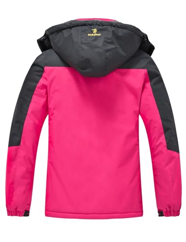 TBMPOY Women's Warm Winter Coats Waterproof Windproof Snow Jackets Insulated Fleece Rain Jacket for Skiing Outdoor Rose S