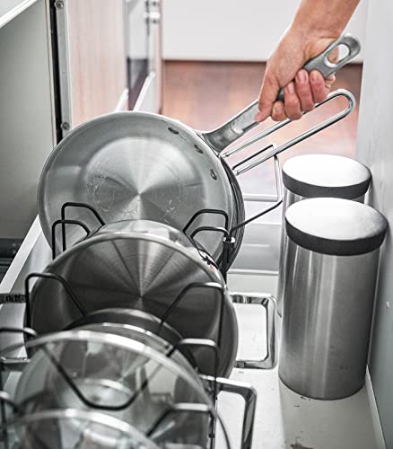 Yamazaki Home Tower Adjustable Lid & Pan Organizer β Kitchen Drawer Storage Shelf Rack.