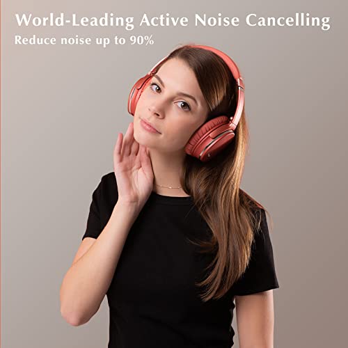 Srhythm NC35 Noise Cancelling Headphones Wireless Bluetooth 5.0, Fast Charge Over-Ear Lightweight Headset with Microphones, Mega Bass 50+ Hours’ Playtime