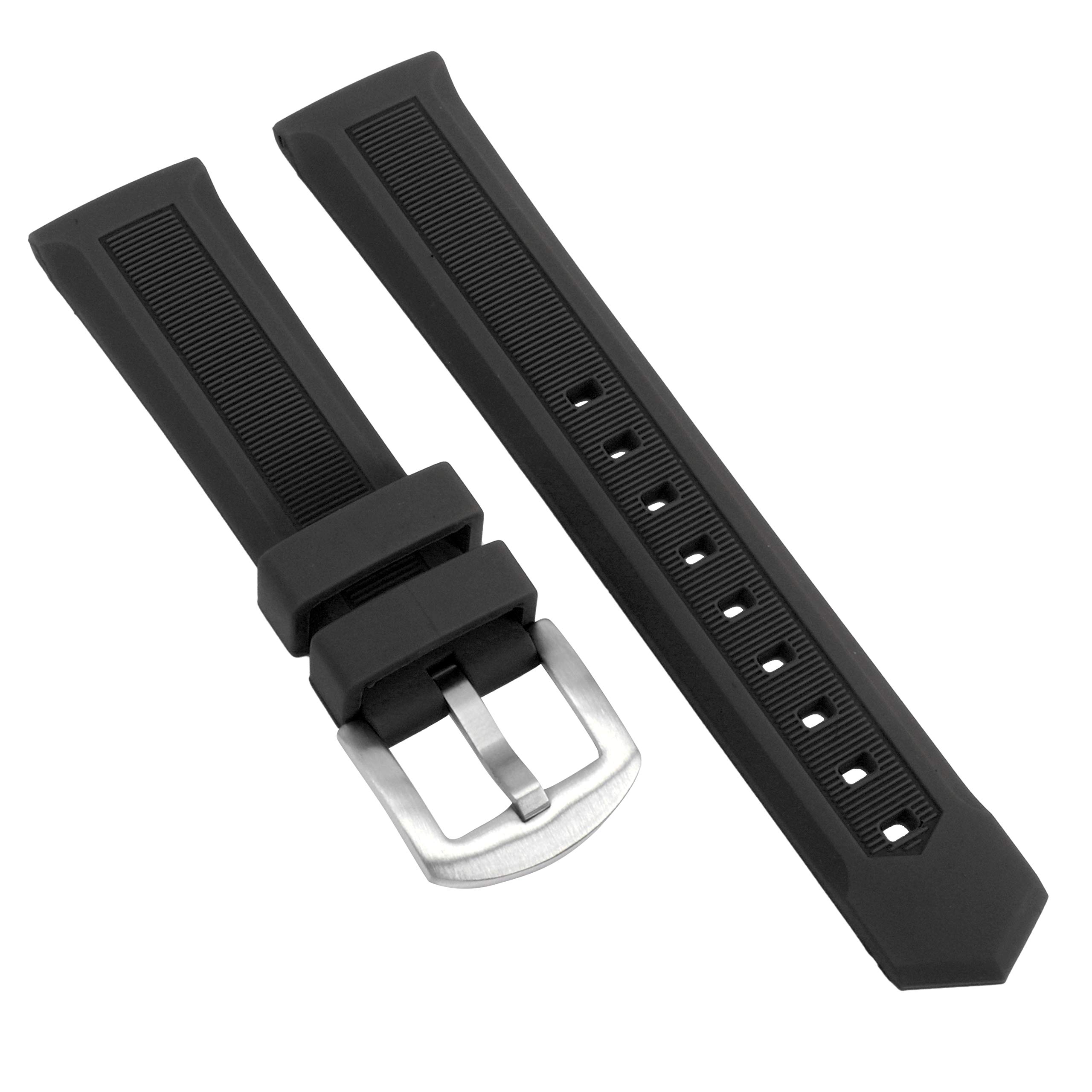 20mm Soft Rubber Strap Black Watch Band for TAG HEUER Formula F-1 Aquaracer by Vintage.G