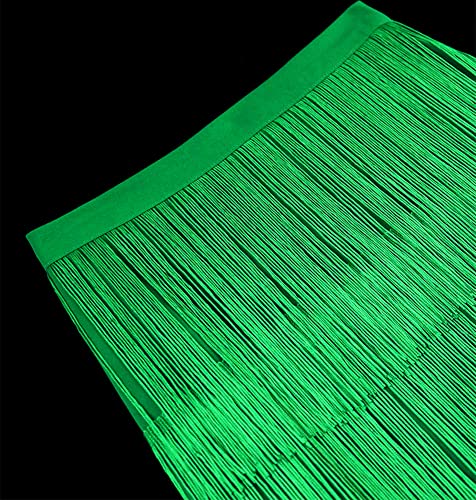 AOMEI Women's Spring Green High Waist Fringe Tiered Bodycon Pencil Midi Skirt S
