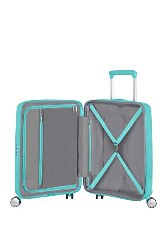 American Tourister Unisex_Adult Soundbox, Blue (Poolside Blue), Spinner S EXP (55 cm-41 L)