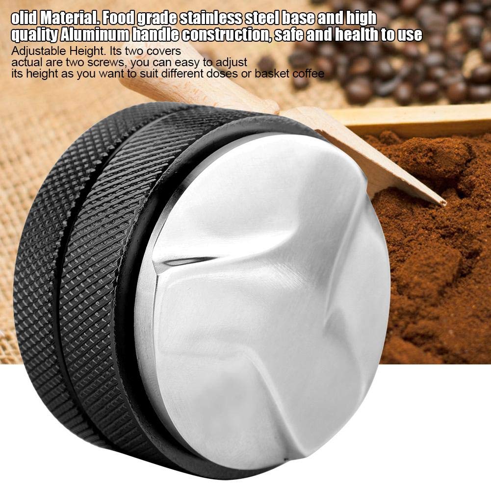 FastUU Espresso Tamper, Coffee Tamper, Anti-Slip Adjustable Height for Coffee Making for Barista(Black)
