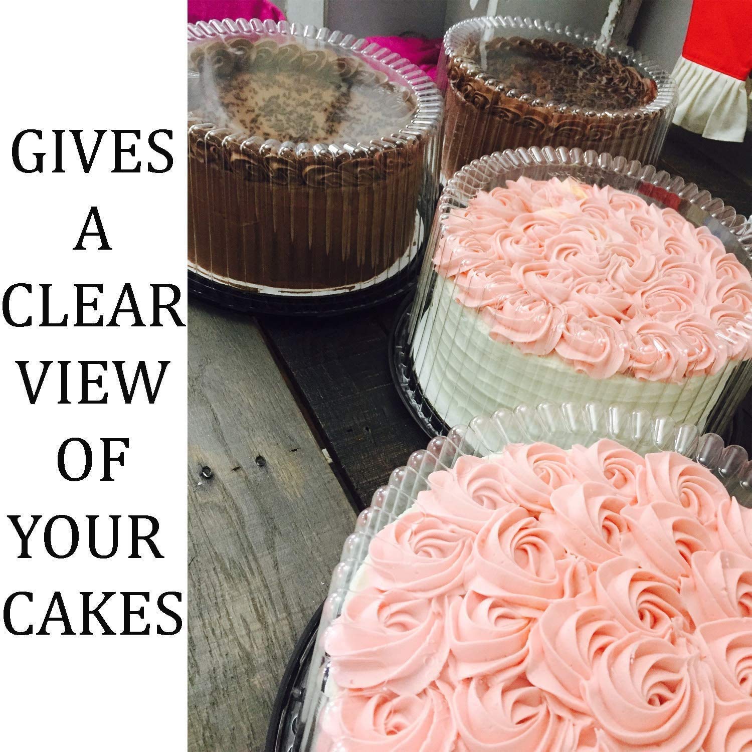 11-12" Cake Containers Carriers Plastic Disposable Carriers with Dome Lids and Cake Boards - 5 Round Cake Carriers for Transport | Clear Bundt Cake Boxes Cover(Large)
