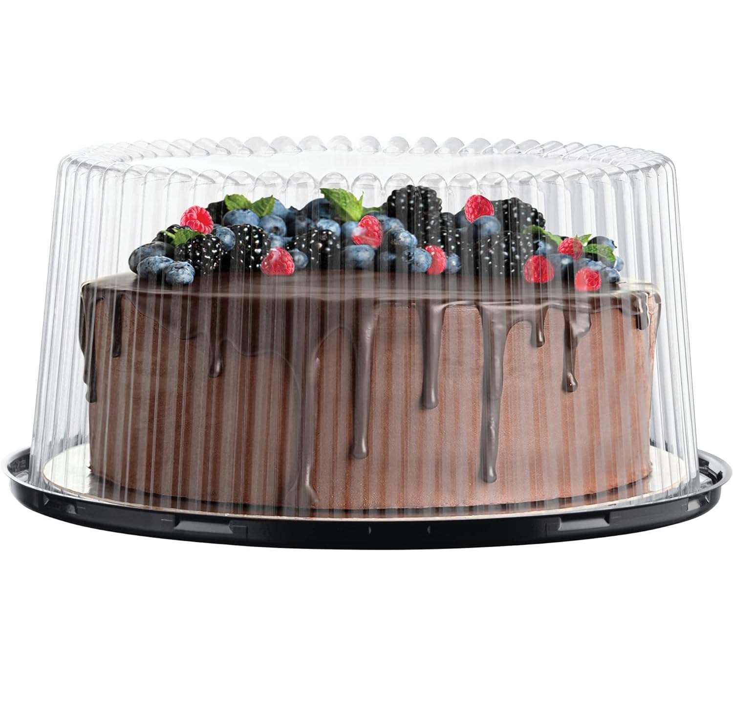 11-12" Cake Containers Carriers Plastic Disposable Carriers with Dome Lids and Cake Boards - 5 Round Cake Carriers for Transport | Clear Bundt Cake Boxes Cover(Large)