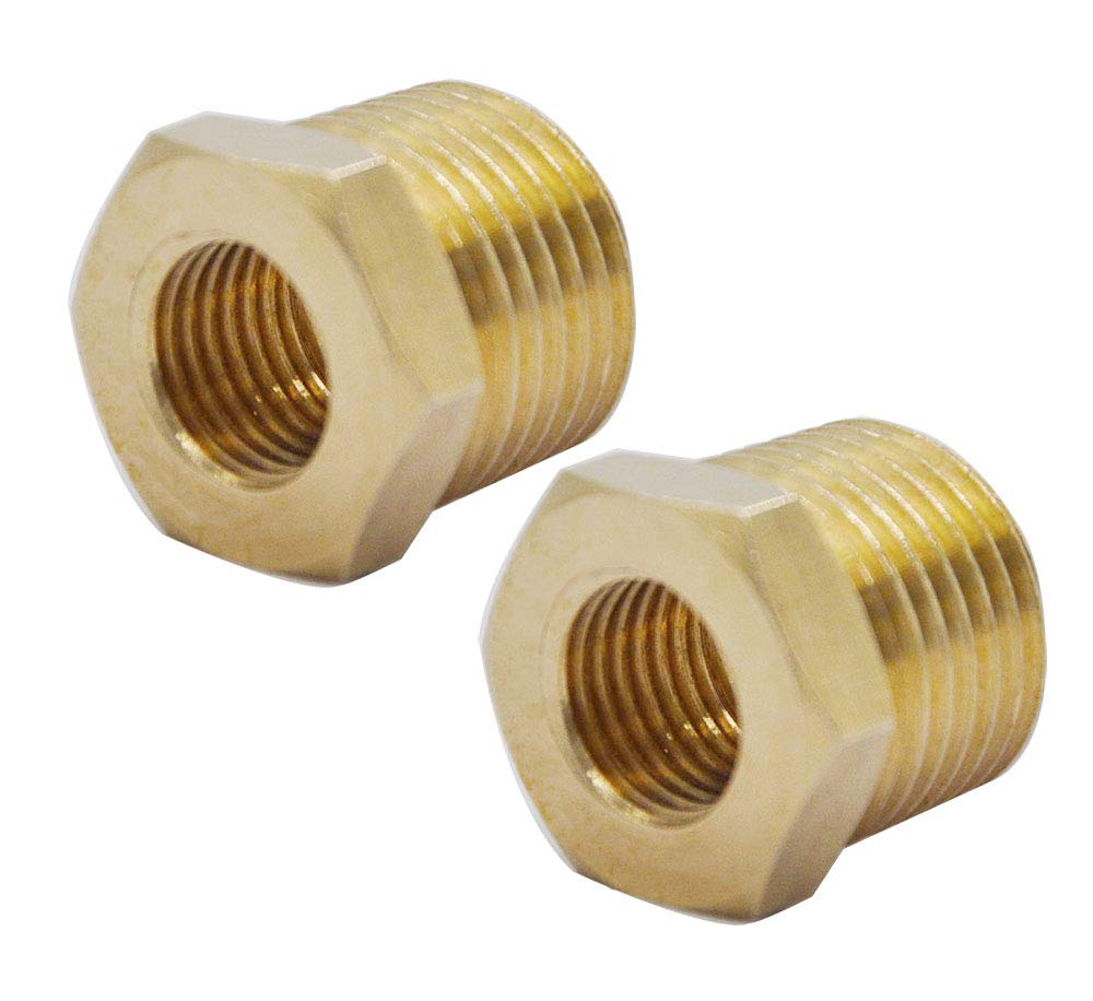 HZFJ Brass Threaded Pipe Fitting 1/2 Inch NPT Male x 1/4 Inch NPT Female Hex Bushing Adapter (Pack of2)