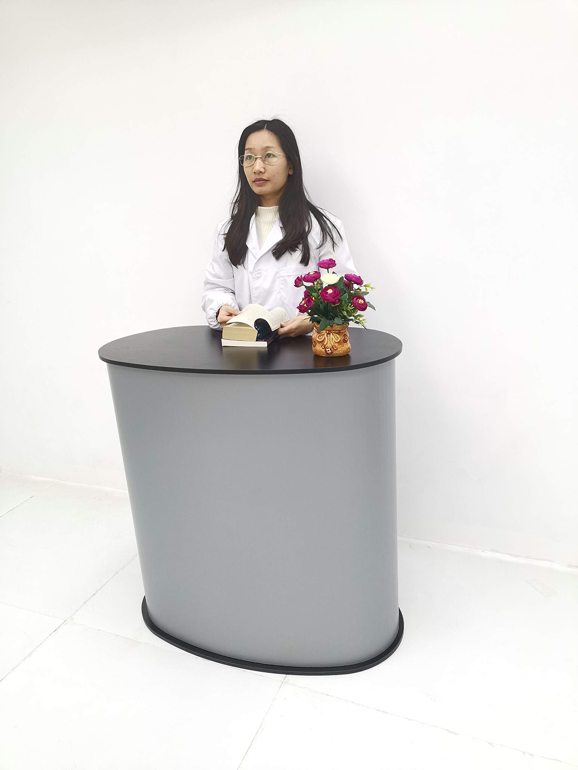 36.4" Tall X 35.6" Wide X 17" Deep Portable Lightweight Tradeshow Podium Lectern Pulpit Economy Event Party Wedding White Or Black Easy to Carry Speaker Organizer Table Countertop 15111-NF