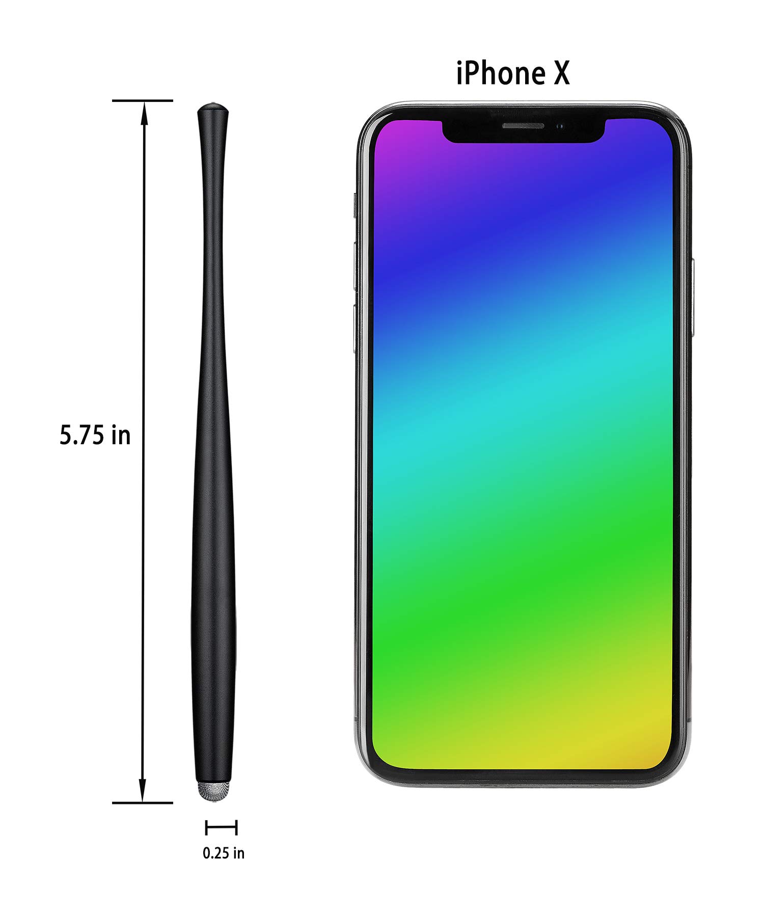 Slim Waist Stylus Pens for Touch Screen, Compatible with iPad, iPhone, Kindle Fire, 8 Extra Replaceable Hybrid Fiber Tips (Black,Silver,Blue, Red)