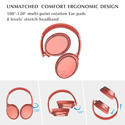 Srhythm NC35 Noise Cancelling Headphones Wireless Bluetooth 5.0, Fast Charge Over-Ear Lightweight Headset with Microphones, Mega Bass 50+ Hours’ Playtime