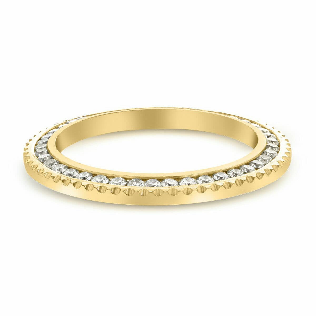Ewatchparts 3ct Channel Set Diamond Bezel 18K Yellow Gold Compatible With Rolex Submariner, GMT Master 2 With Ridge