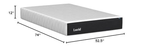 LUCID 12 Inch Memory Foam Mattress - Plush Feel - Memory Foam Infused with Bamboo Charcoal - Gel Infusions - CertiPUR-US Certified - Breathable - Full