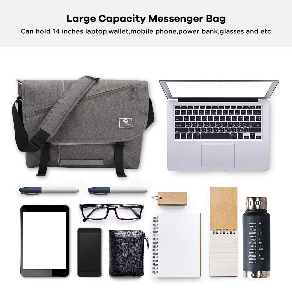 OIWAS Messenger Bag for Men, 14 Inch Laptop Crossbody Bags Women Casual Satchel Shoulder Bag College Travel Office Briefcase