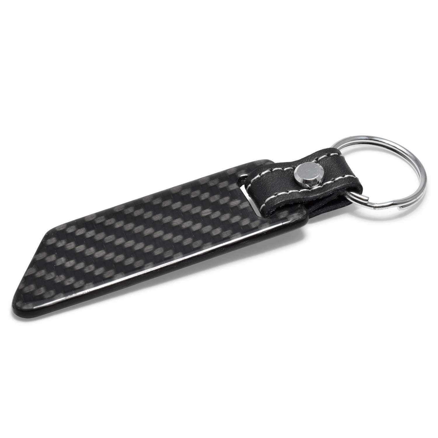 iPick Image - Real Carbon Fiber Blade Style with Black Leather Strap Key Chain for Honda Passport