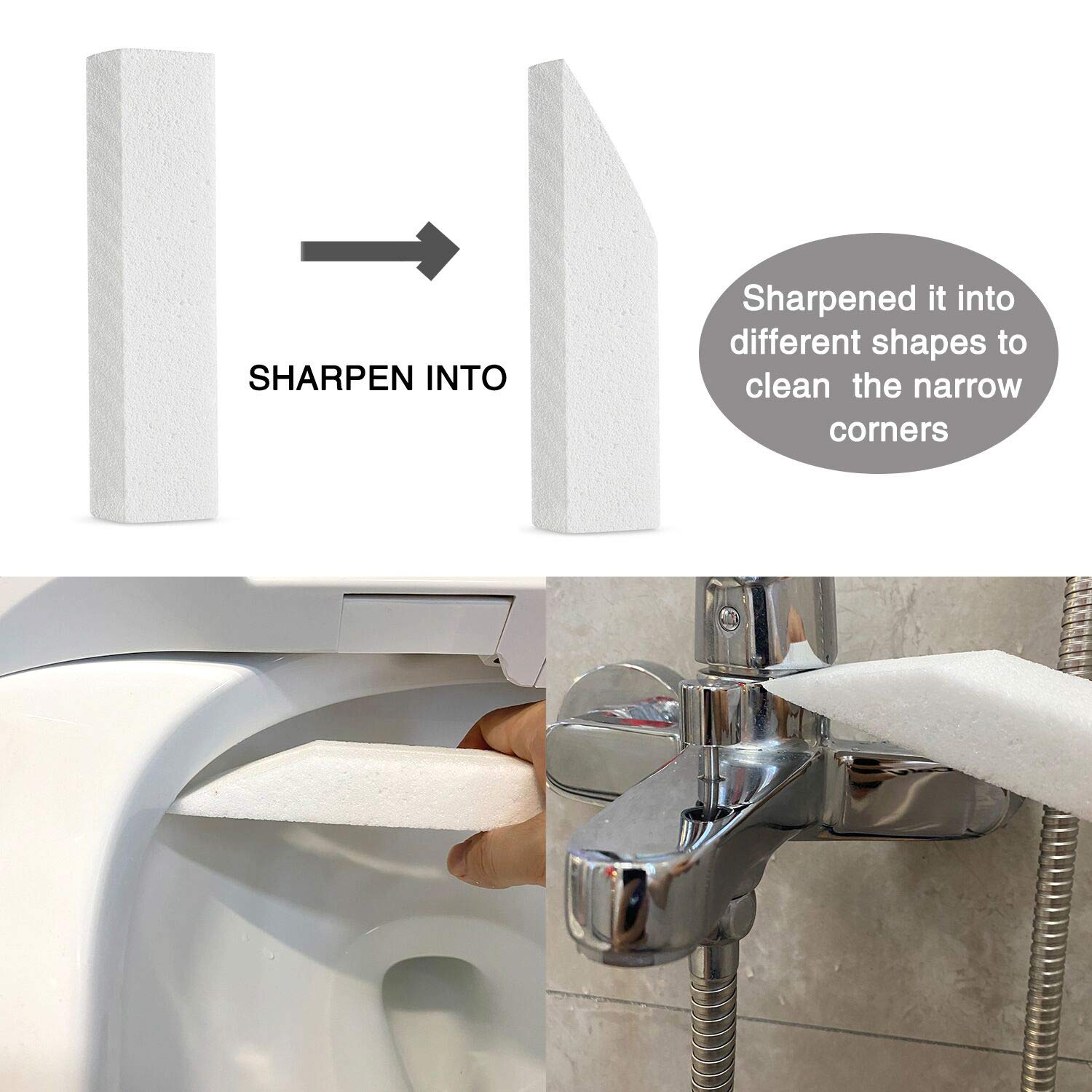 FALAMON 6 Pack Pumice Stone for Toilet Bowl Cleaning, Scouring Stick Remove Hard Water Rings, Calcium Buildup and Rust, Pumice Cleaning Bar for Tile Bath-tub