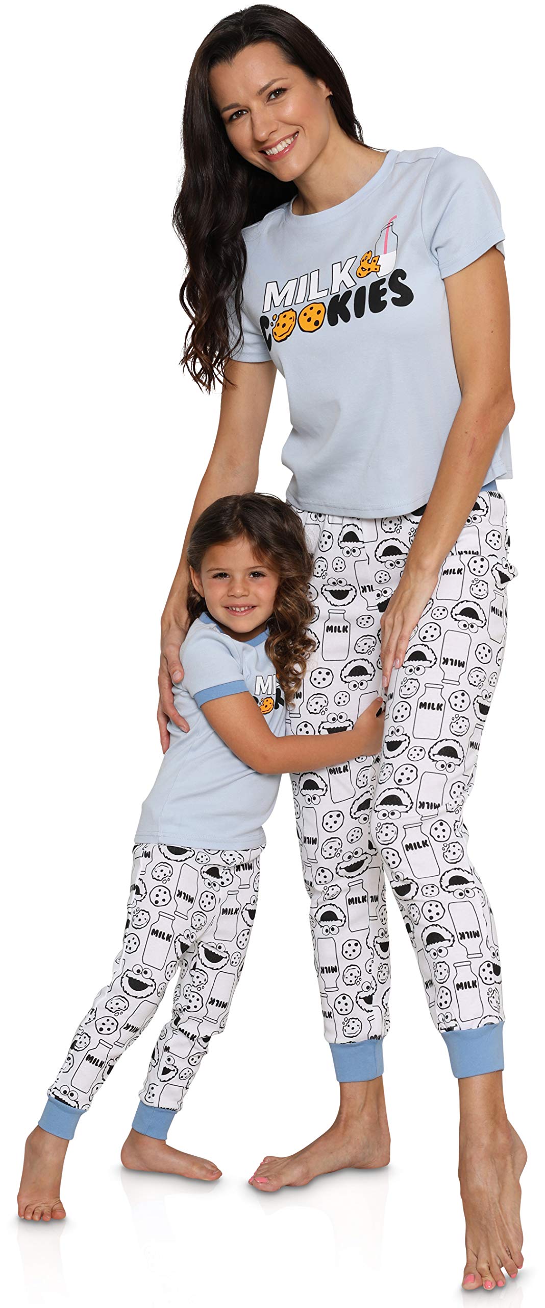 Prestigez Sesame Street Cookie Monster Women Mommy and Me 2pc Pajama Set, Blue, X-Large