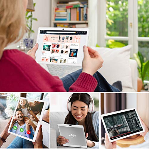 ZONKO Tablet 10.1 inch Android Tablet with 2GB+32GB+256GB Expand, 3G Phone Tablets & Dual Sim Card & 2MP+ 5MP Dual Camera, Quad Core Processor, 1280x800 IPS HD Display,GPS, FM (Silver)