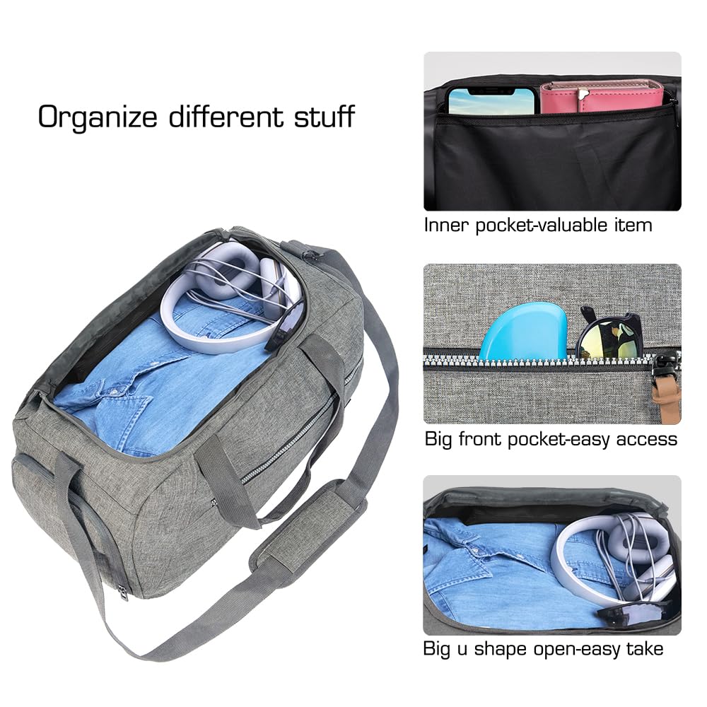ROTOT Sport Duffel Bag, Gym Bag with Waterproof Shoe Pouch, Weekend Travel Bag with a Water-resistant Insulated Pocket (33L) (Dark gray)