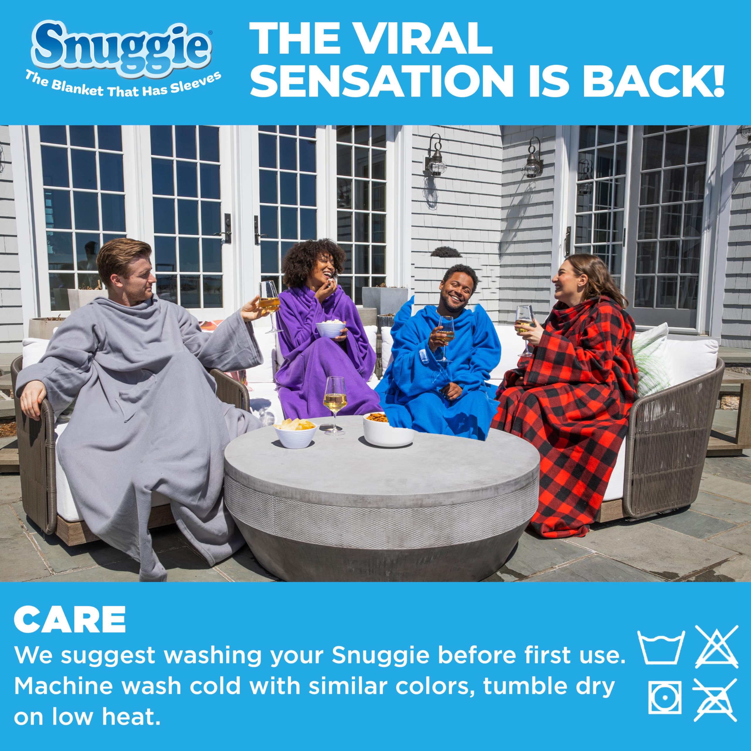 Snuggie The Original Wearable Blanket with Sleeves for Adults| Functional Warm Cozy Super Soft Fleece| As Seen on TV Light Grey