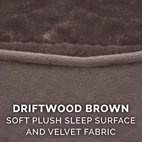 Furhaven Orthopedic Dog Bed for Medium/Small Dogs w/ Removable Washable Cover, For Dogs Up to 18 lbs - Plush & Velvet Oval Lounger - Driftwood Brown, Medium