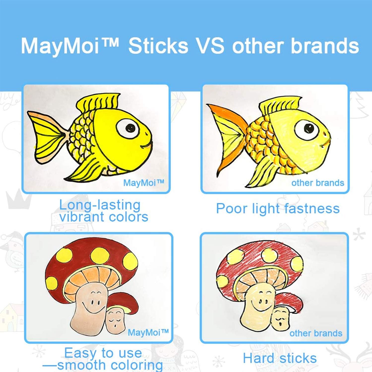 MayMoi Tempera Paint Sticks, Bright Colors Tempera Paint Sticks Quick Drying, Easy to Color and Washable Paint Crayons for Kids and Students (12 Colors)