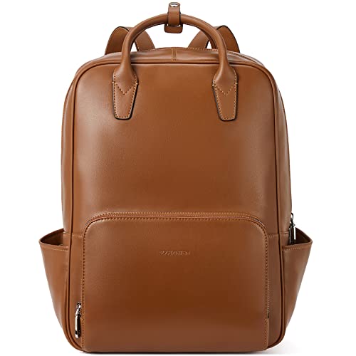 BOSTANTEN Laptop Backpack for Women 15.6 inch Computer genuine leather backpack purses College Travel Daypack large satchel Brown