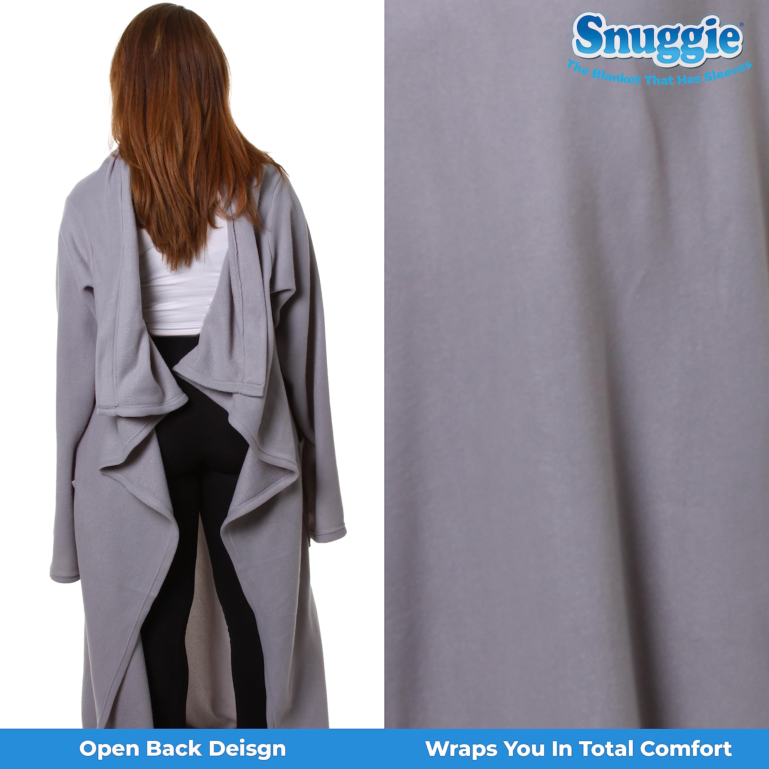 Snuggie The Original Wearable Blanket with Sleeves for Adults| Functional Warm Cozy Super Soft Fleece| As Seen on TV Light Grey