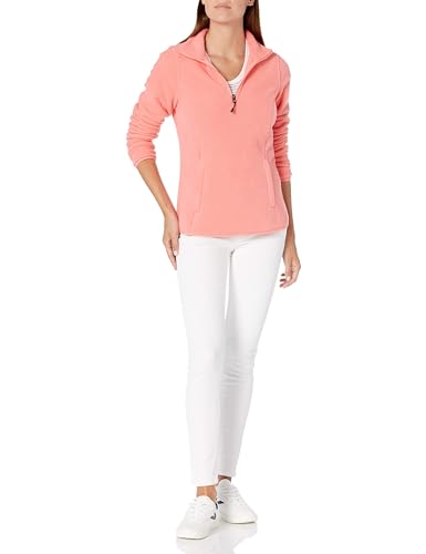 Amazon Essentials Women's Classic-Fit Long-Sleeve Quarter-Zip Polar Fleece Pullover Jacket - Discontinued Colors, Coral Pink, X-Large