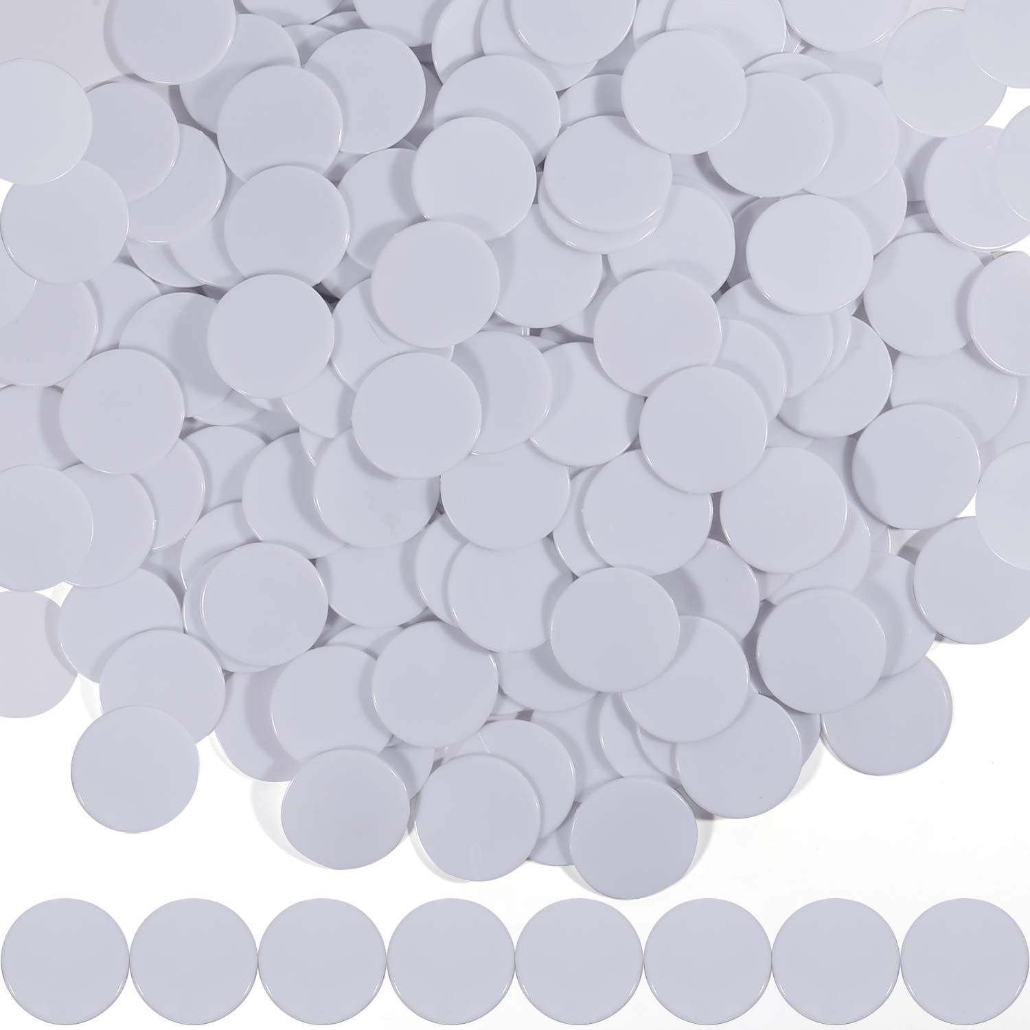 Coopay 1-1/5 inch Plastic Learning Counters Disks Bingo Chip Counting Discs Markers for Math Practice and Poker Chips Game Tokens, 200 Pieces(White)