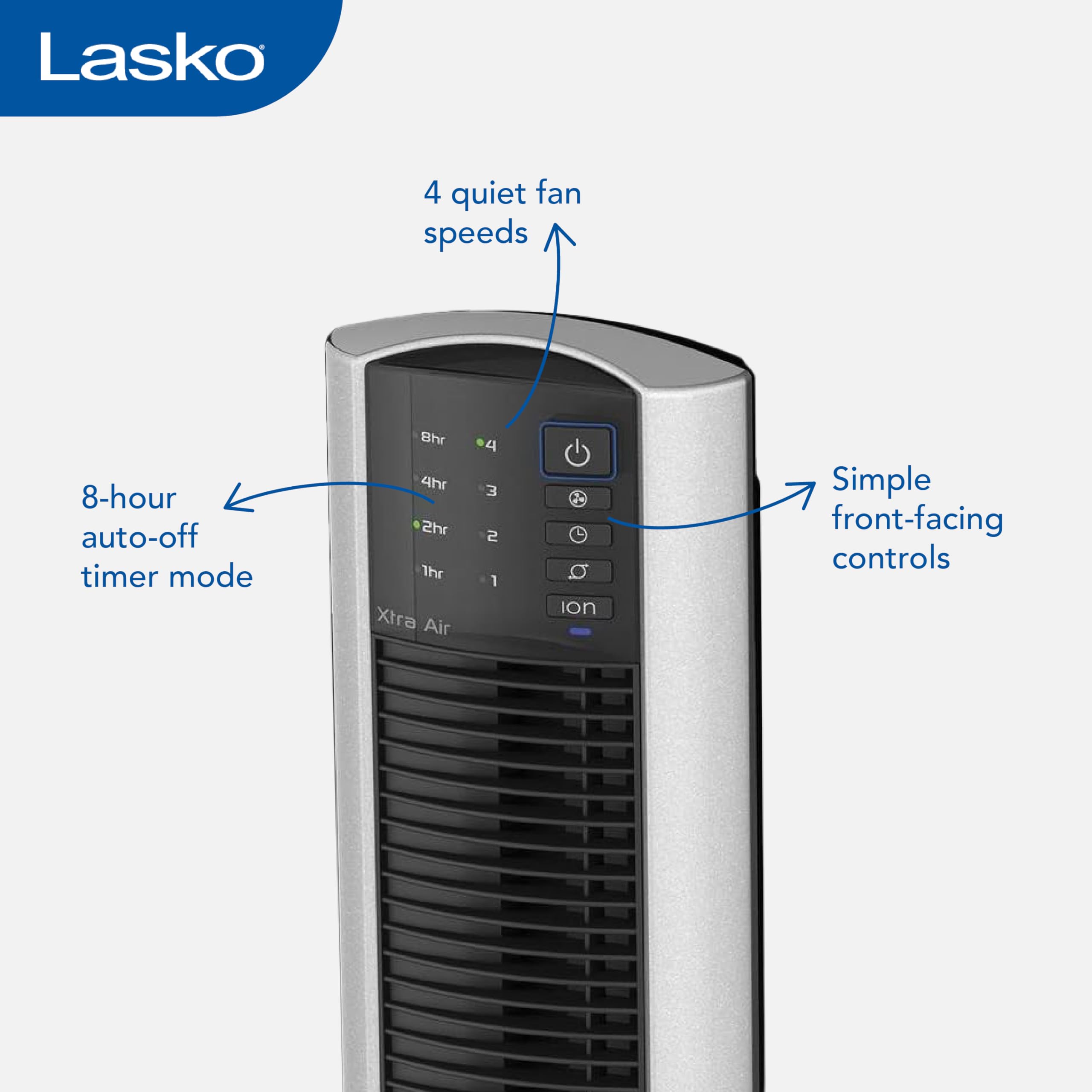 Lasko XtraAir 48-Inch Tower Fan with Remote Control, House-Fan Air Ionizer for Living Room, Bedroom, Office, and More, 2 Pack