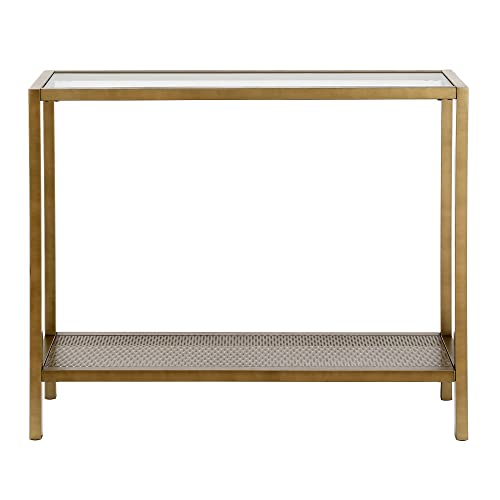Henn&Hart 36" Wide Rectangular Console Table in Brass, Entryway Table, Accent Table for Living Room, Hallway