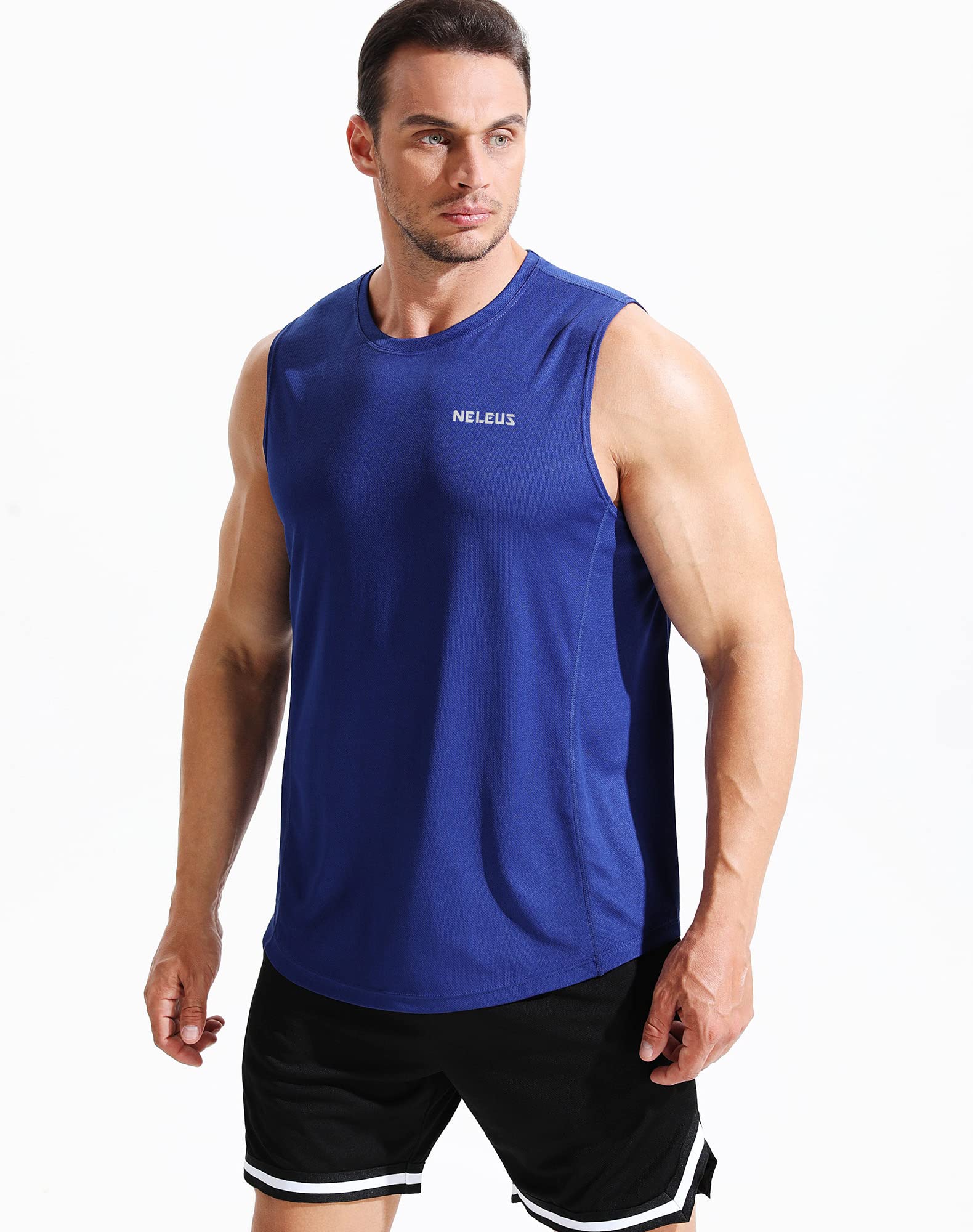NELEUS Men's 3 Pack Muscle Workout Tank Top for Gym Running,5042,Black,Blue,red,3XL