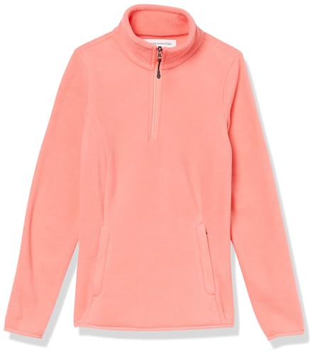 Amazon Essentials Women's Classic-Fit Long-Sleeve Quarter-Zip Polar Fleece Pullover Jacket - Discontinued Colors, Coral Pink, X-Large