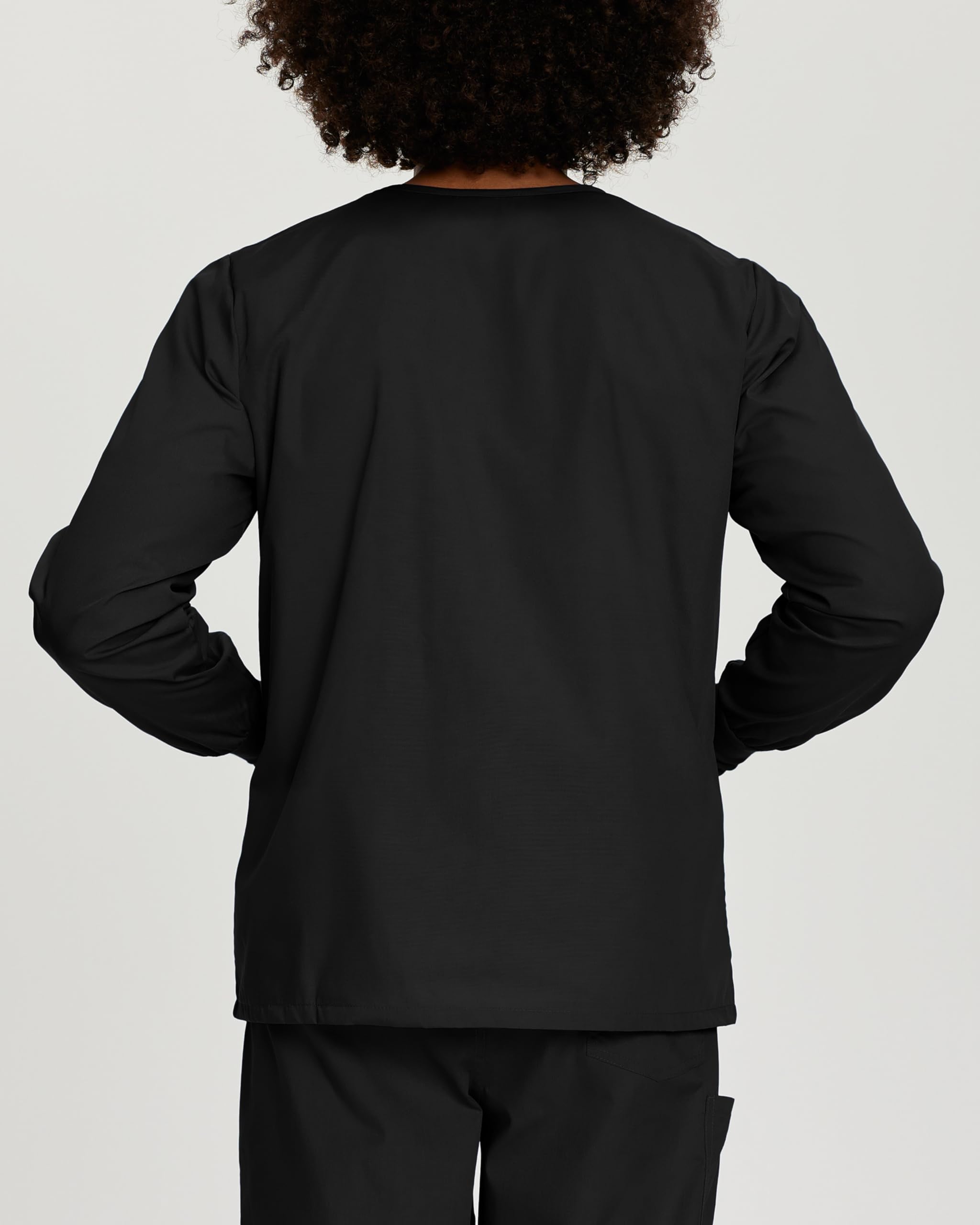 Landau Scrub Zone Unisex Relaxed Fit 2-Pocket Snap-Front Scrub Jacket 75231 Black 5XL