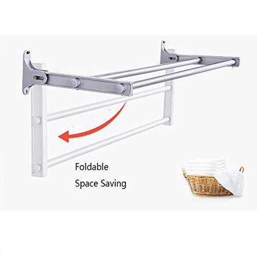 LXLTL Clothes Airer, Folding Clothes Pole Outdoor Push and Pull Drying Racks Punch Bathroom Clothes Drying Racks,3 Tracks,100cm