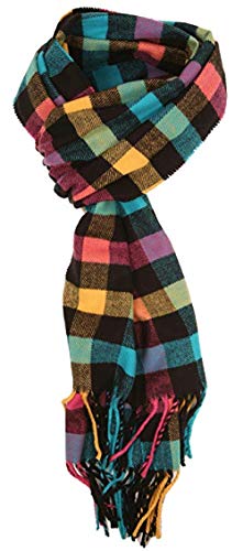 Cashmere Feel Soft Plaid Shawl Premium Quality Scarf with Fringes for women (Multi-Buffalo)