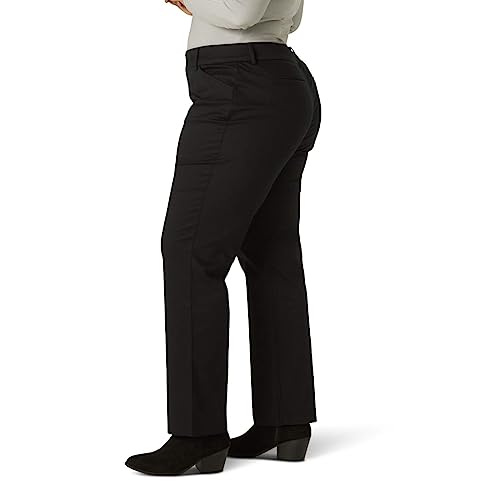 Lee Women's Plus Size Wrinkle Free Relaxed Fit Straight Leg Pant, Black, 18W Medium