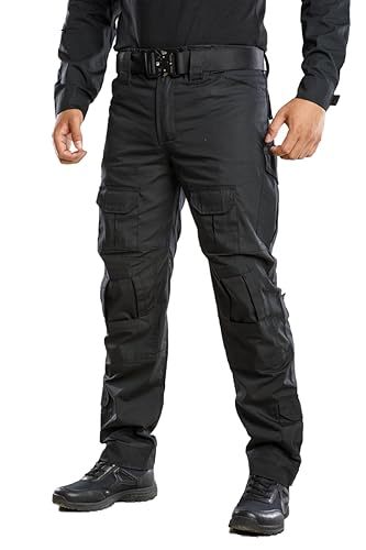 TRGPSG Men's Hiking Pants, Ripstop Camo Cargo Pants, Multi-Pocket Casual Work Pants WG3F Black 42