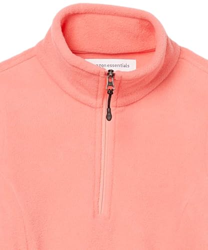 Amazon Essentials Women's Classic-Fit Long-Sleeve Quarter-Zip Polar Fleece Pullover Jacket - Discontinued Colors, Coral Pink, X-Large