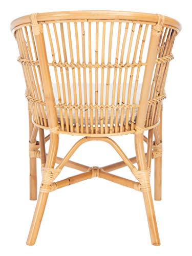 SAFAVIEH Home Collection Olivia Rattan Cushion Accent Chair, Natural/White